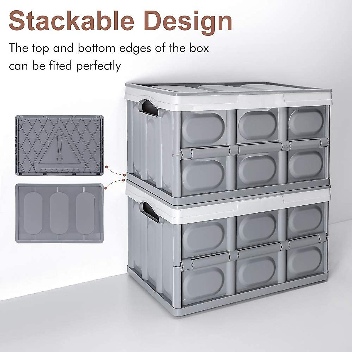 Homde Collapsible Storage Bins Bundle: 2 Gray Storage Boxes and 2 Blue Storage Boxes (Large)