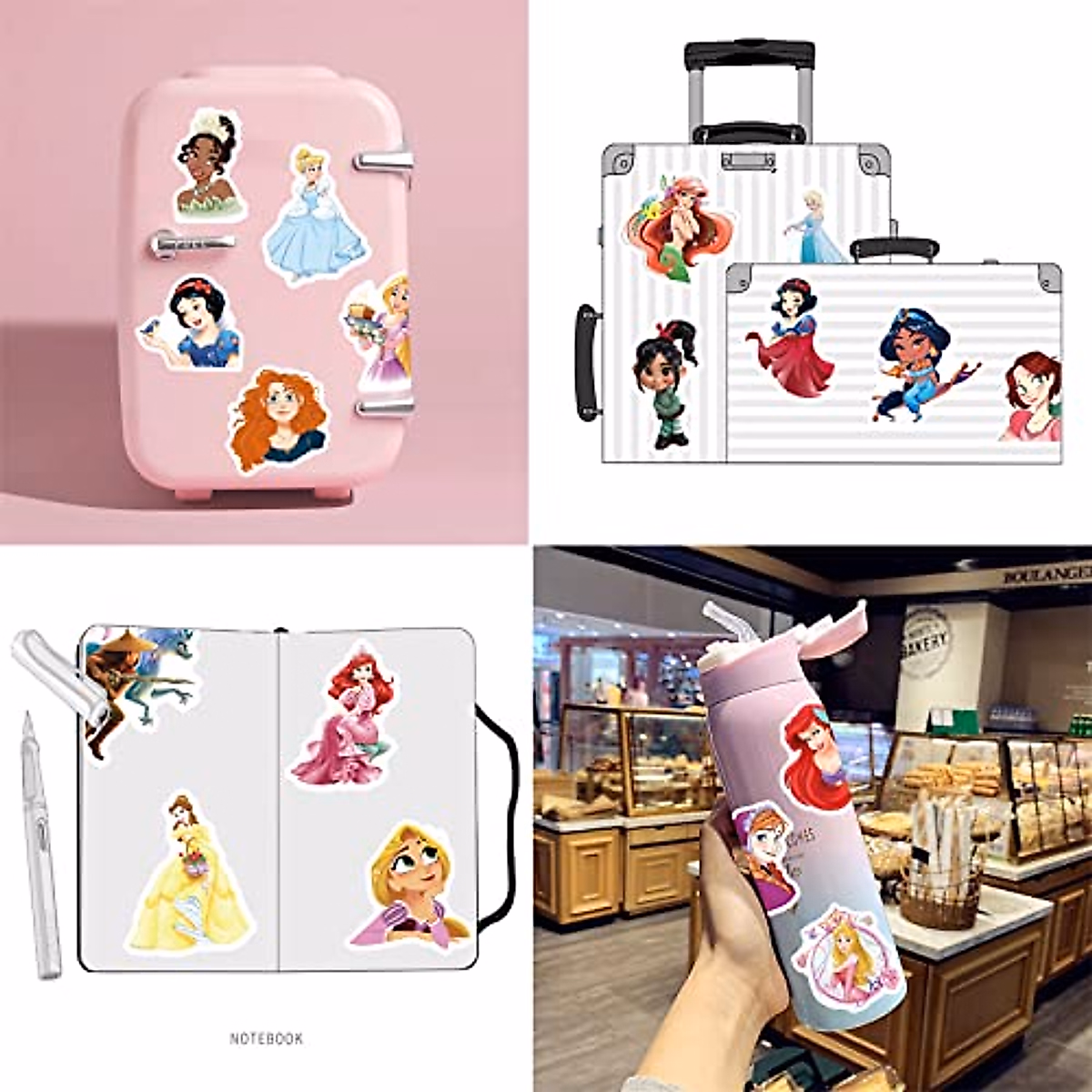 Cute Princess Stickers Pack 100PCS, Kawaii Stickers for Water Bottles Laptop Phone Glueewee Vinyl Waterproof Stickers Gifts for Kids Girls Teens Adults
