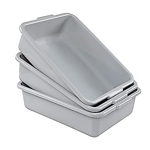 Obstnny 13 L Commercial Bus Tub, 3 Pack Plastic Dishpan Basin, Grey