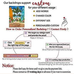 Allenjoy Summer Beach Ocean Backdrops for Photography Blue Sky Seaside Surfboard Background Tropical Palm Trees Kids Girls 1st Birthday Party Decor Banner Baby Shower 5x7ft Photoshoot Photo Booth Prop