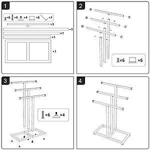 MYOYAY Freestanding Towel Racks Holder for Bathroom 3-Tier Metal Towel Bar Stand Organizer for Bath & Hand Towels for Bathroom Shower Storage Black