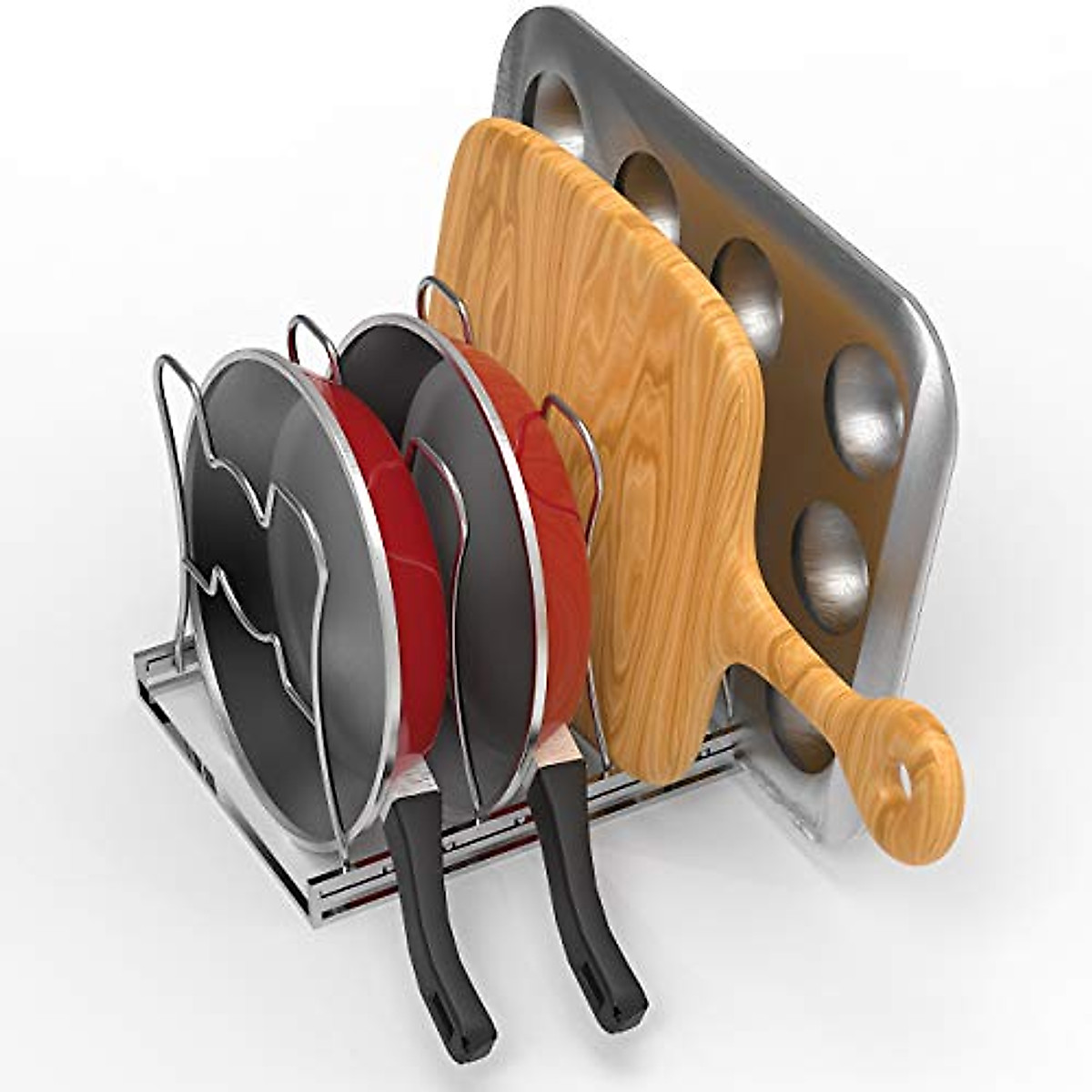 Simple Houseware 5 Adjustable Pot and Pan Organizer Rack, Chrome