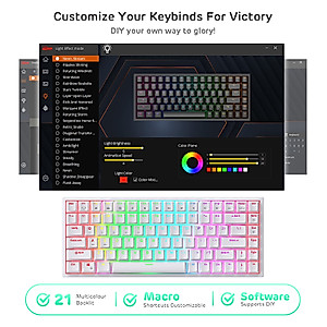 RK ROYAL KLUDGE RK84 Wireless RGB 75% Triple Mode BT5.0/2.4G/USB-C Hot Swappable Mechanical Keyboard, 84 Keys BT5.0 Gaming Keyboard w/High-Capacity Battery, Quiet Red Switch