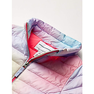 Amazon Essentials Toddler Girls' Lightweight Water-Resistant Packable Mock Puffer Jacket, Pink Ombre, 4T