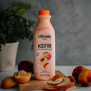 Lifeway Low Fat Kefir, Peach, 32 Ounce, 10g Protein, 12 Live Active Cultures