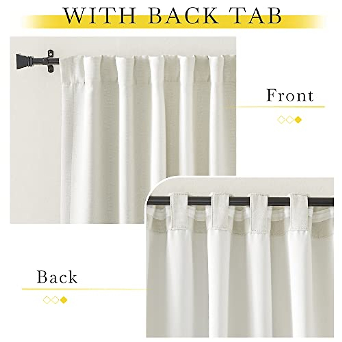 NICETOWN Room Darkening Faux Linen Curtains for Bedroom, Rod Pocket/Back Tab/Hook Belt Linen Burlap Light Blocking Noise Dampening Curtains for Living Room, Natural, W50 x L108, 2 Panels