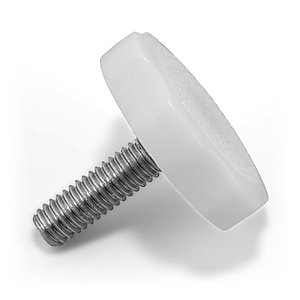 5/16"-18 x 1 Thumb Screw Stainless Steel - White Multi-Lobe Rosette Plastic Knob - Standard/Coarse Thread Thumbscrew - Length: 1.000" - Proudly Built in USA - Package of (10)