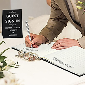 Zonon Funeral Guest Book, Black Guest Book with Pen and Table Sign, 50 Page Memorial Service Guest Book, Guestbook in Loving Memory for Wedding Funeral Memorial Bridal Shower, 9 x 6 Inch