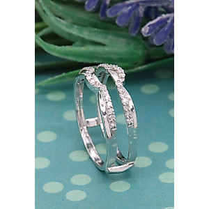 Dazzlingrock Collection 0.28 Carat (ctw) Round Diamond Wedding Band Enhancer Double Ring 1/4 CT, 14K White Gold, Size 7