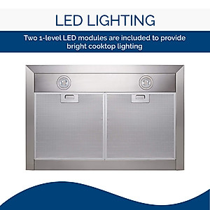 Broan-NuTone BW5036SSL Convertible, 3-Speed Wall-Mounted LED Lights Stainless Steel Chimney Range Hood, 380 Max Blower CFM, 36-Inch