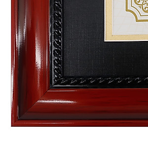 GMFrames 8.5x11 Diploma Degree Frame with Mat or Display 11x14 Certificates without Mat,Solid Wood,Cherry Finish with Intricate Black Rope Detail,UV Protection Acrylic