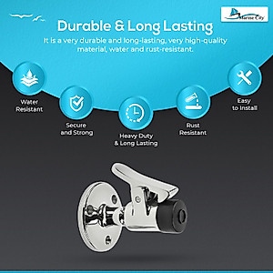 MARINE CITY 316 Grade Stainless Steel Door Stopper Catch Set Gloss Finish Strong Modern Stopper Soft Stop and Catch Anti-Collision Holder for Marine Doors – Boats – Yachts – Ships (1 Pcs)