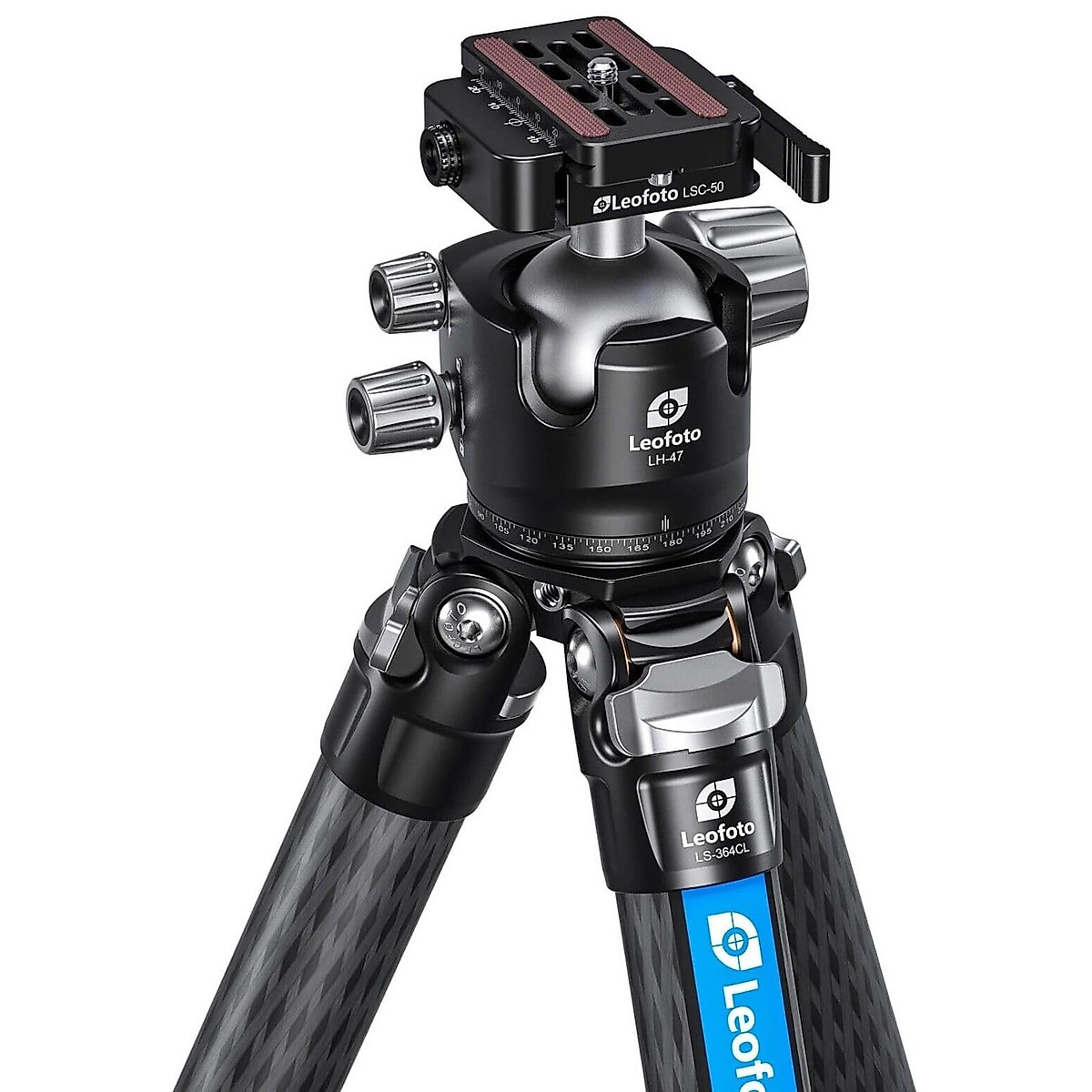 Leofoto LS-364CL+LH-47SC Elongated Tripod, Ranger Series, Carbon Fiber, 4 Leg Sections, Lightweight, LH-47 Ball Head Set, Hybrid Clamp, Arca and Picatinny Compatible