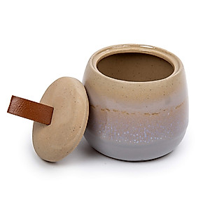 Bodico Beautifully Cotton Pads or Q-Tips, 4 x 3.5 inches, Beige Glazed Ceramic Storage Jar