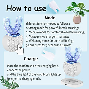 Ultrasonic Toothbrush, Automatic Toothbrush 360° Electric Sonic Toothbrush Teeth Whitening Kit with LED Light, Mayeec Electric Toothbrush Teeth Whitening