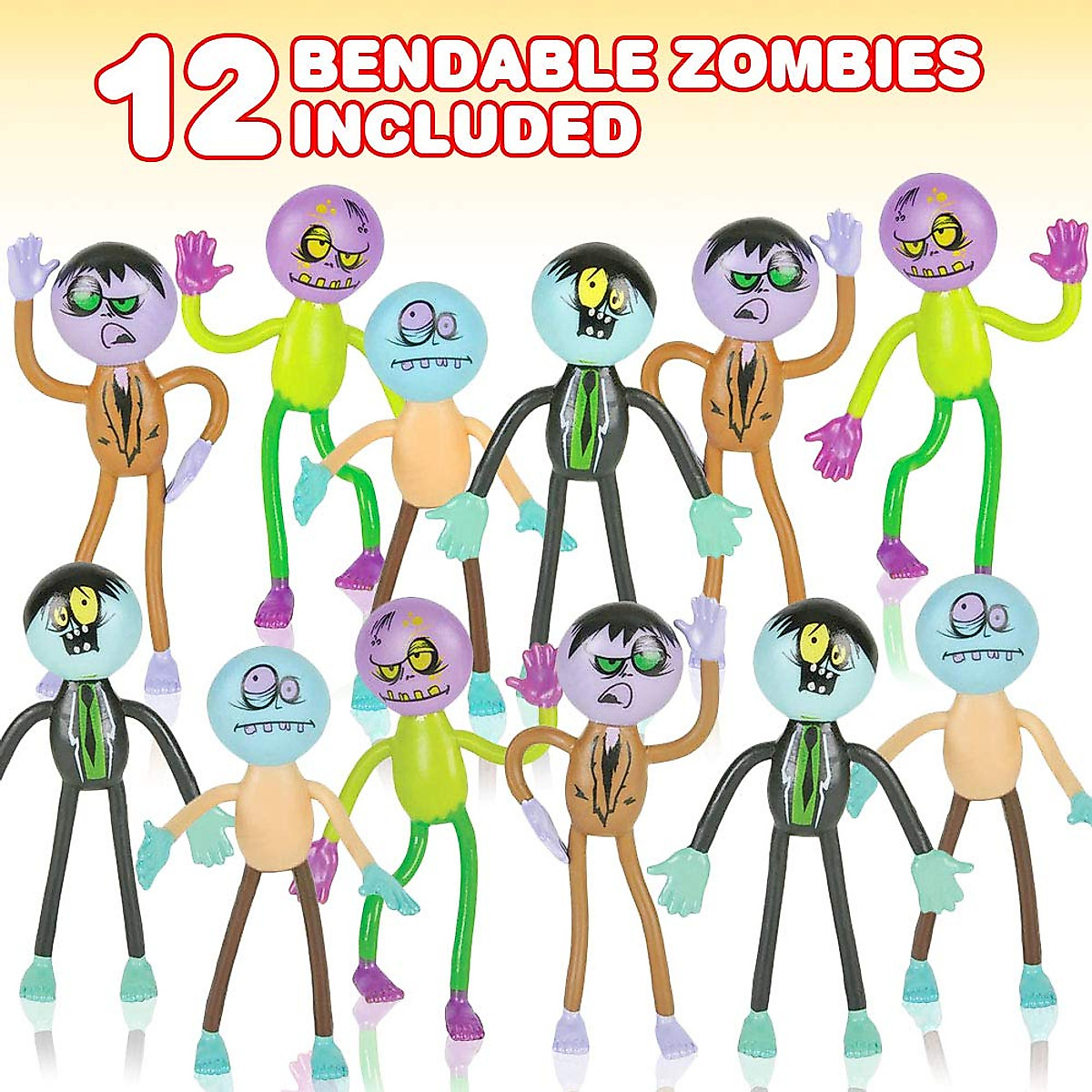 Assorted Bendable Zombie Figures for Kids - Halloween Party Favors
