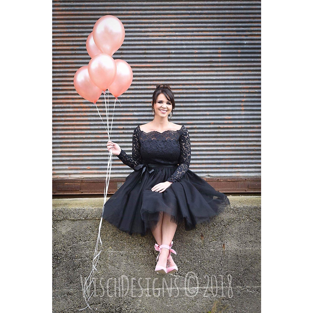 Black Tulle Skirt for Women 6 Layers Elastic Waistband Prom Party Dress Black S