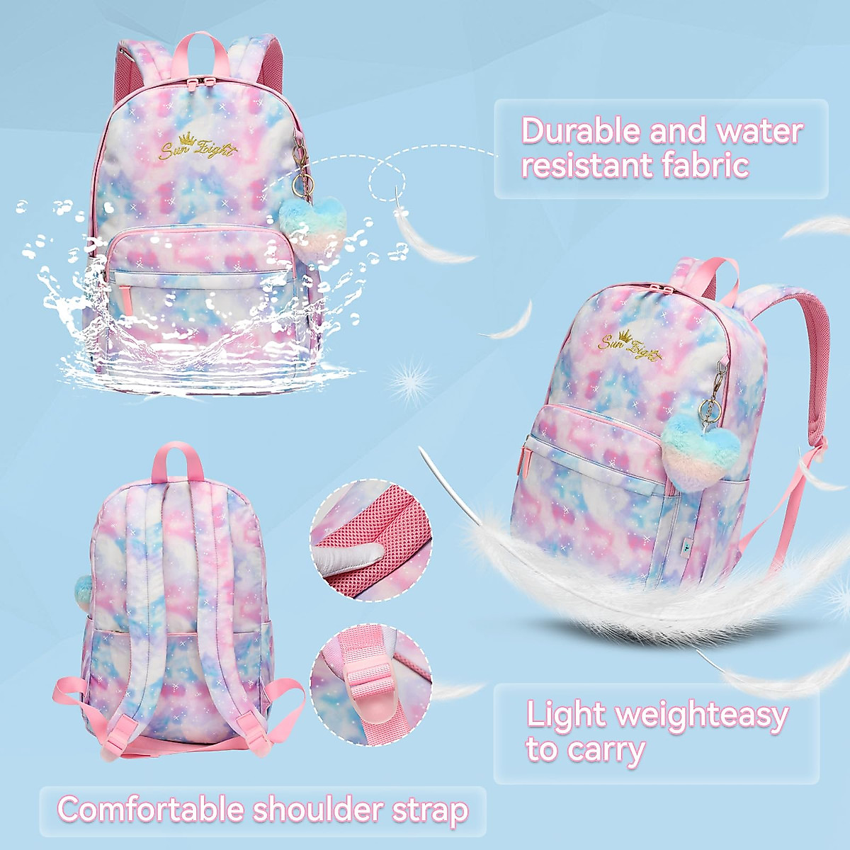 Caran·Y Girls Backpack for Kid in Elementary Large Size School Bookbag Purple Ages 12M+