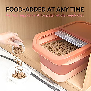 DDMOMMY 10-13 Lbs Dog Food Storage Container, Collapsible Dog Food Container with Sliding Lid, Scoop and Silicone Dog Bowl, Pet Food Storage Containers Dry Food for Dog, Cats and Other Pets (Red)