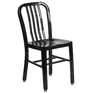 Flash Furniture Commercial Grade Black Metal Indoor-Outdoor Chair