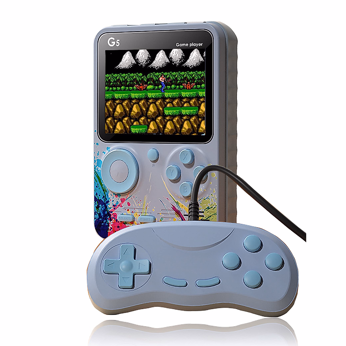 Retro Handheld Game Console AKKWEOP with 500 Classical FC Games-3.0 Inches Screen Portable Video Game Consoles Video Games Support for Connecting TV & Two Players for Kids Adults (Gray)
