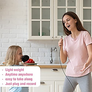 DELADOLA Mini Microphone,Portable Vocal Tiny Microphone, Asmr Microphone,Phone Microphone, Mini Karaoke Microphone for Voice Recording Chatting and Singing On iPhone,Android,Laptop Notebook (Pink)