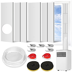 Angooni Upgraded 4-in-1 Universal Portable Air Conditioner Window Kit, Sliding Window Vent Kit for 5.9”/5.1” Hoses, Adjustable Portable AC Vent Kit from 17” to 59”, Indoor AC Window Kit, White