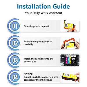 910XL Ink Cartridge Combo Pack Compatible for HP 910 910XL Black/Color Ink Cartridges Compatible for HP OfficeJet 8025e 8035e 8028e 8024e 8025 8035 8020 8022 (Black, Cyan, Magenta, Yellow)