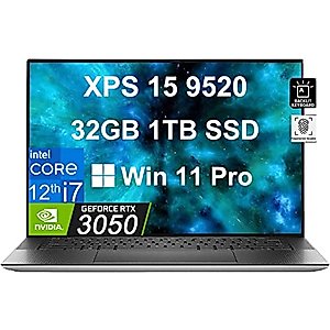 Latest XPS 15 9520 15.6" FHD+ (Intel 12th Gen 14-Core i7-12700H (Beat i9-11980HK), 32GB DDR5 RAM, 1TB SSD, NVIDIA GeForce RTX 3050) Business Laptop, Backlit, FB, Thunderbolt 4, Webcam, Win 11 Pro