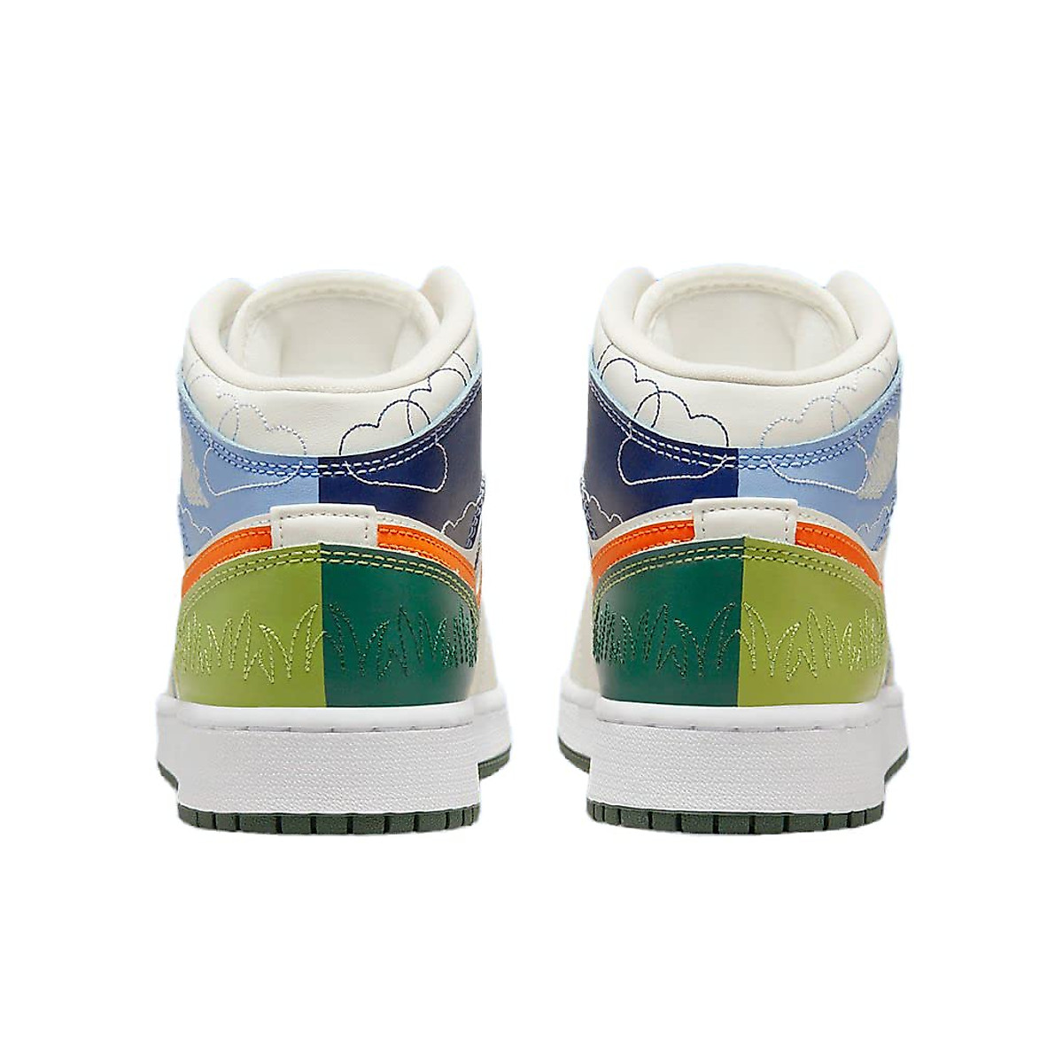 Jordan Boy's Air 1 Mid SE (Big Kid) Sail/Safety Orange/Psychic Blue 7 Big Kid M