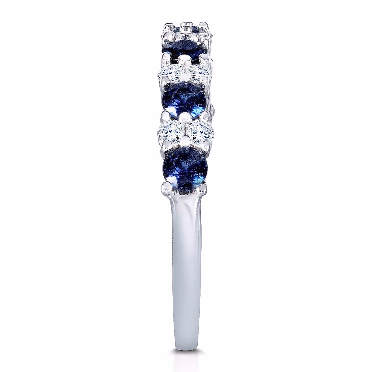 Kobelli Diamond and Blue Sapphire Band 1 carat (ctw) in 14k White Gold, Size 7, White Gold
