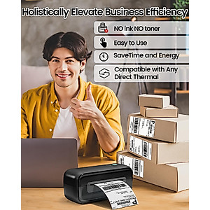 LabelCreate Shipping Label Printer, 4x6 Thermal Label Printer, Thermal Printer for Shipping Labels, USB Label Printer Compatible with Amazon Shopify Etsy Ebay FedEx USPS UPS (Black)