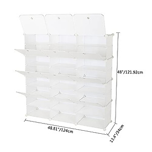 WEI WEI GLOBAL 8-Tier Portable Shoe Rack 48 Pairs Shoe Storage Plastic Organizer Cabinet for Entryway Closet, White (24 Cube)