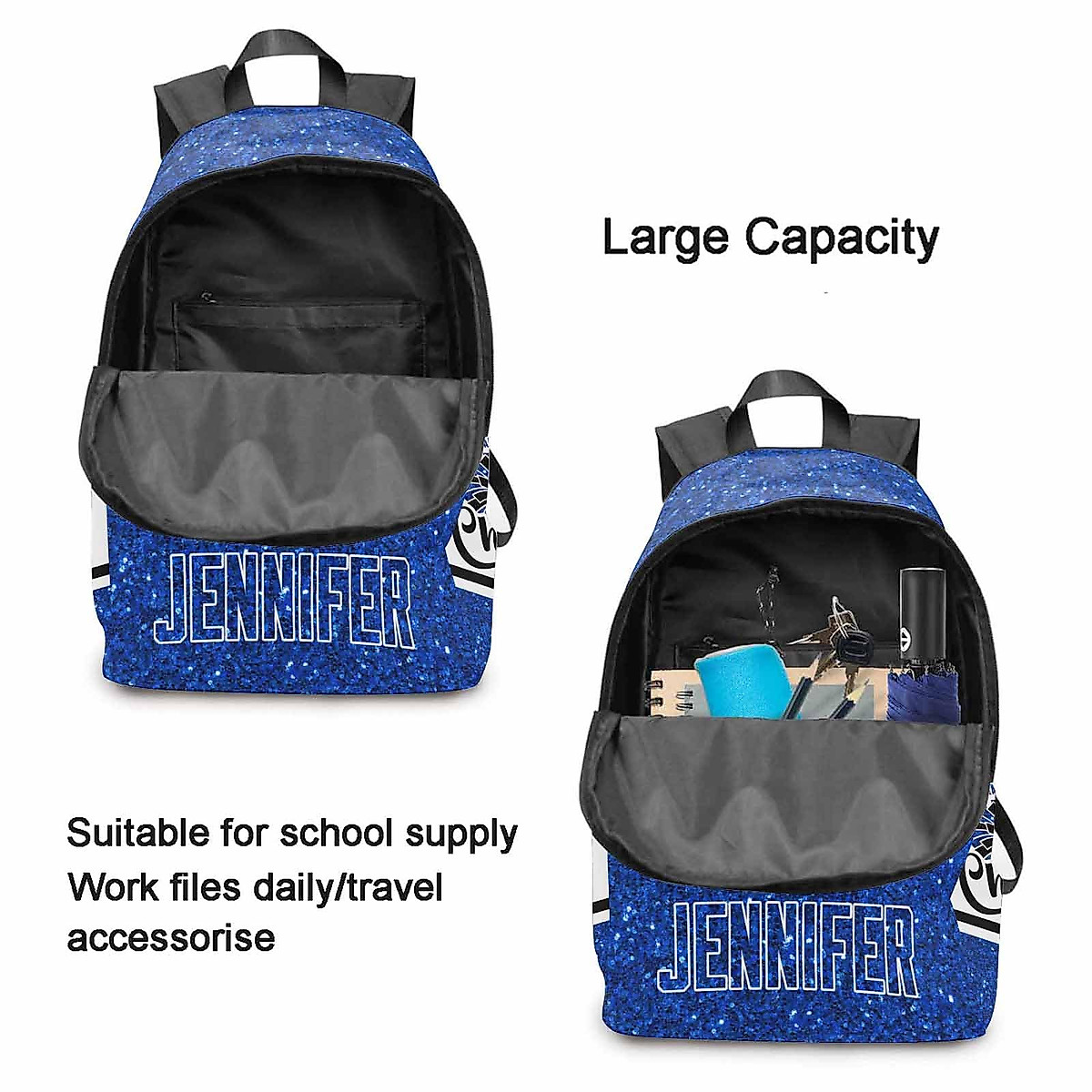 MyPupSocks Custom Cheerleader Bookbag Men Women Back Packs School Girls Personalized Backpack Girl Boy Cheerleader Backpack Book Bags Teenage Girls