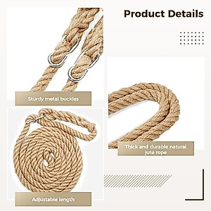 Wooden Tree Swing,Wooden Swing for Adults/Kids 500lb with Load Capacity,Adjustable Hemp Rope Plus Tree Straps 100 inch, Hanging Wooden Swing for Indoor, Outdoor, Garden,Yard,Backyard (Wooden)