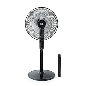 SPT SF-16D48BKA: 16″ DC-Motor Energy Saving Stand Fan with Remote and Timer – Piano Black,16"