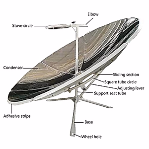 CNCEST Solar Cooker,Multifunctional Concentrating Solar CookerSun Oven Outdoor Oven 1.5m Diameter Parabolic Focal Spot Temperature 800-1000°C