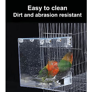 Bath Cage, Cleaning Pet Supplies Cockatiel Bird Bathtub with Water Injector for Small and Medium Birds Parrots Spacious Parakeets Portable Shower for Square Birdcage