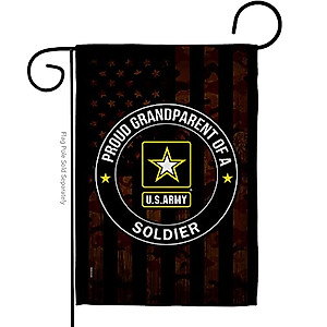 US MILITARY Army Proud Grandparent Soldier Armed Forces Double-Sided Lawn Decoration Gift House Garden Yard Banner United State American Military Veteran, 12" x 18.5 Made in USA