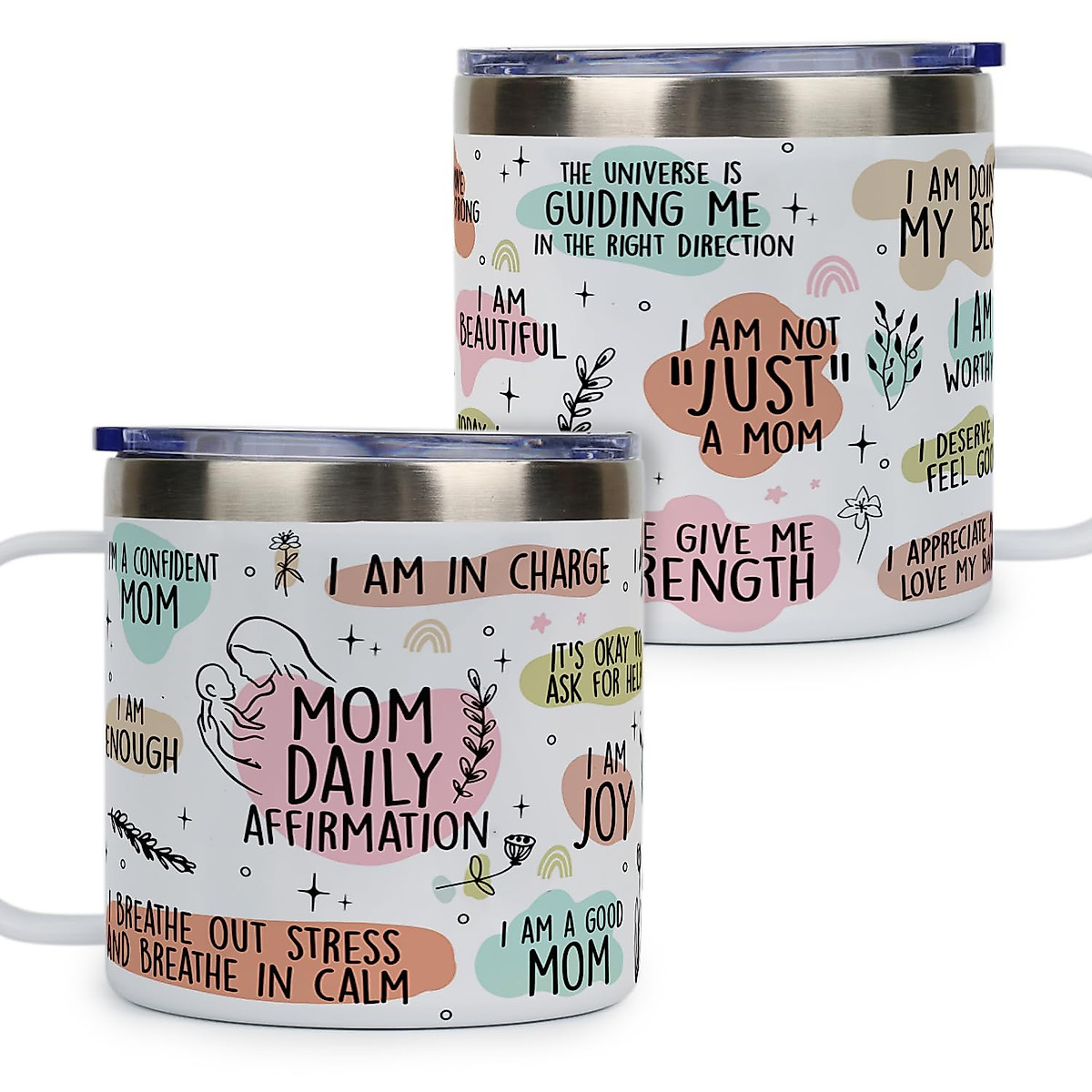FROOBLEQUIRK Mom Daily Afirmations Tumbler, 14oz Mother's Day Cup – Perfect for Mother's Day, Birthday, or Christmas Gifts from Daughter or Son