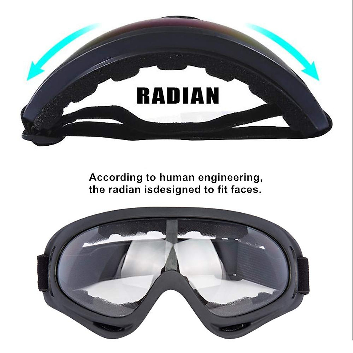 LJDJ Ski Goggles Motorcycle Goggles - Snowboard Glasses Set of 2 - Dirt Bike ATV Motocross Anti-UV Adjustable Riding Offroad Protective Goggles