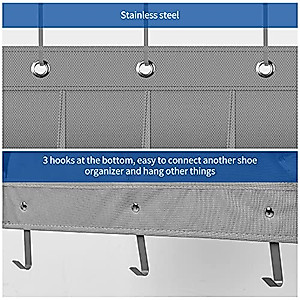 KLEVERISE 2 Pack Over the Door Shoe Organizer Hanging Shoe Rack Hanger Shoe Holder with 3 Hooks for Closet Door, 14 Pockets Gray