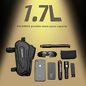 ROCKBROS Bike Bag Phone Mount Bag Bicycle Accessories Pouch, EVA Waterproof Bike Phone Holder Top Tube Front Frame Bag Handlebar Bags Compatible Phones Under 6.8”