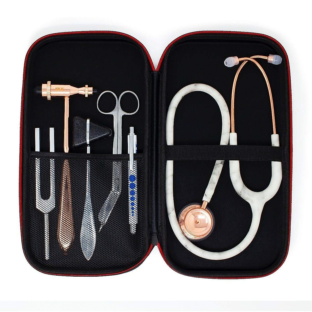 MDF Instruments, Hard Travel Carrying Case with Mesh Pocket, Medium Size, Fits MD One & Acoustica Stethoscopes, Reflex Hammers, Sphygmomanometers, Penlights, Doctor & Nurse Accessories (MDFSCM12)