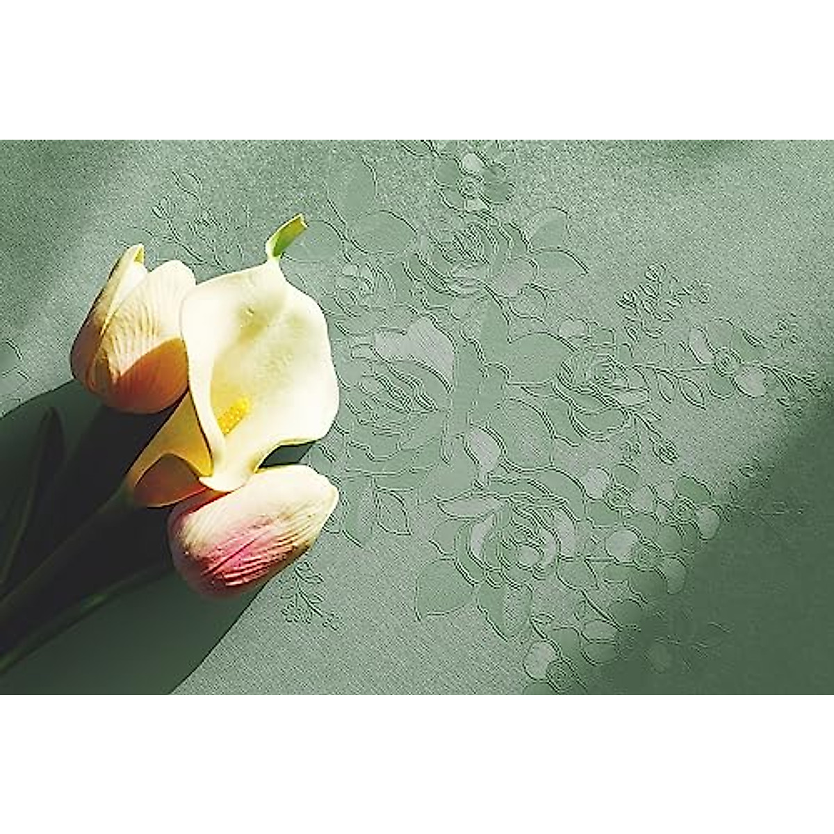 Dimoon Wallpaper 78.7"x17.3" Thicken Embossed Floral Stick and Peel Wallpaper Green Flower Stick Peel Contact Paper Solid Pure Waterproof Green Adhesive Wallpaper Removable Shelf Vinyl Roll