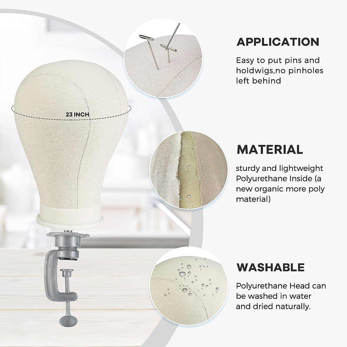 Neverland Beauty & Health 23 Inch Wig Stand Tripod with Mannequin Head, Wig Head Stand with Canvas Head for Wigs Making Display