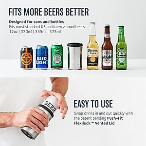 Huski Beer Cooler 2.0 | NEW | Premium Can and Bottle Holder | Triple Insulated Marine Grade Stainless Steel | Detachable 3-in-1 Opener | Works as a Tumbler | Best Gifts for Beer Lovers (Stainless)