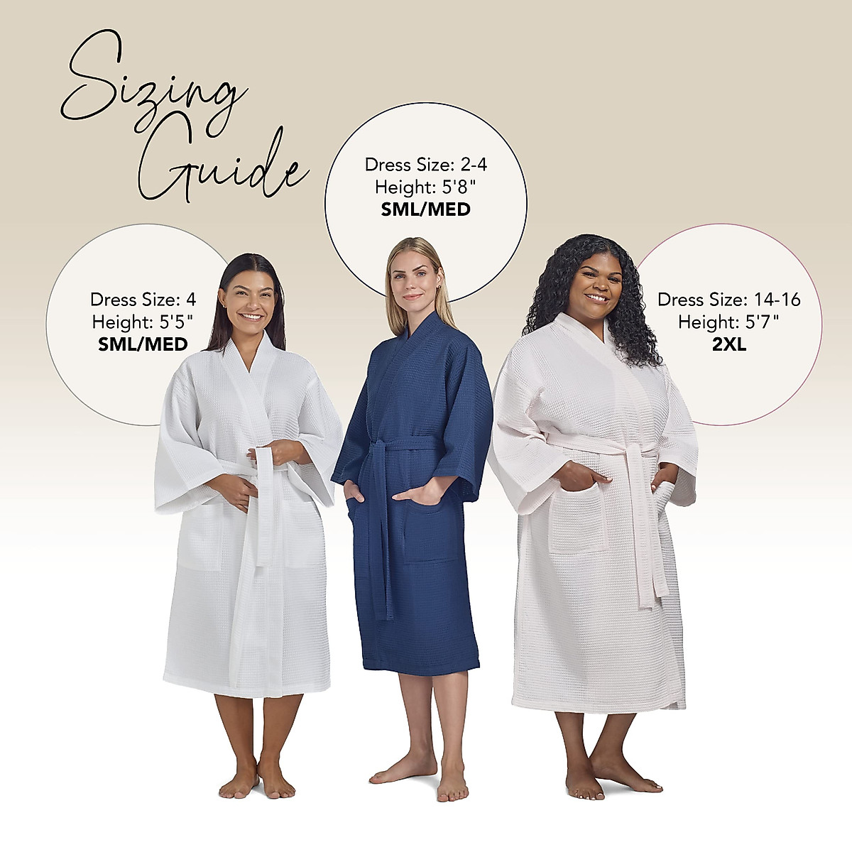 Waffle Robe for Women by BOCA TERRY, Waffle Knit Robe, Long Cotton Kimono Hotel Bathrobe, White Small/Medium