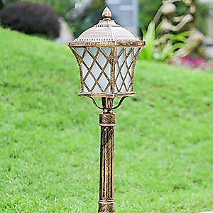 SKYGOO Creative Grid Outdoor Garden Lawn Light，European E27 Courtyard Light，Villa Garden Community High Post Lamp Garden Light，Garden Waterproof Outdoor Street Light