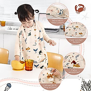 weather trend Bibs for Toddlers,Set of 2,Adjustable Baby Bibs for Boy Eating with Crumb Catcher